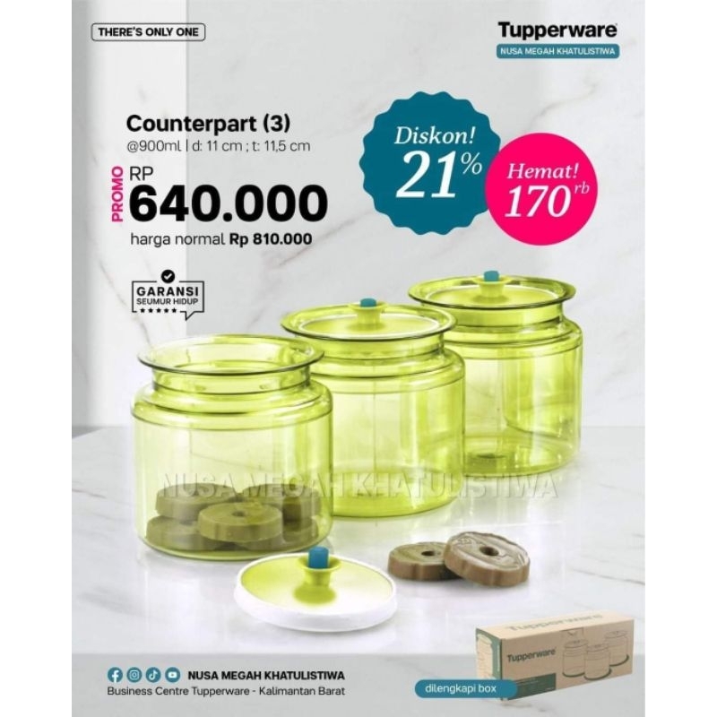 Jual Cp Counterpart toples kristal Tupperware hijau limited | Shopee Indonesia