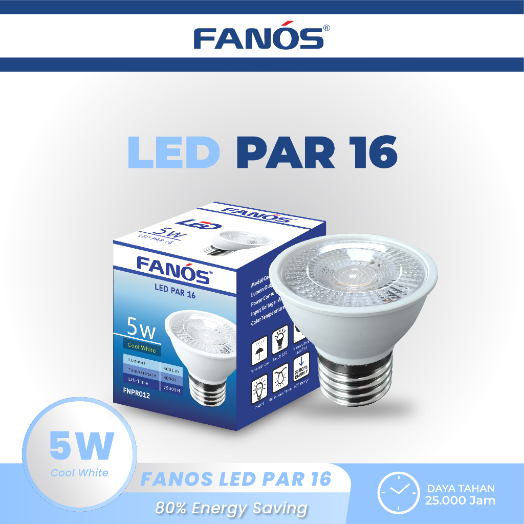 Jual FANOS Lampu Led Spot Light PAR 16 E27 5 WATT | Shopee Indonesia