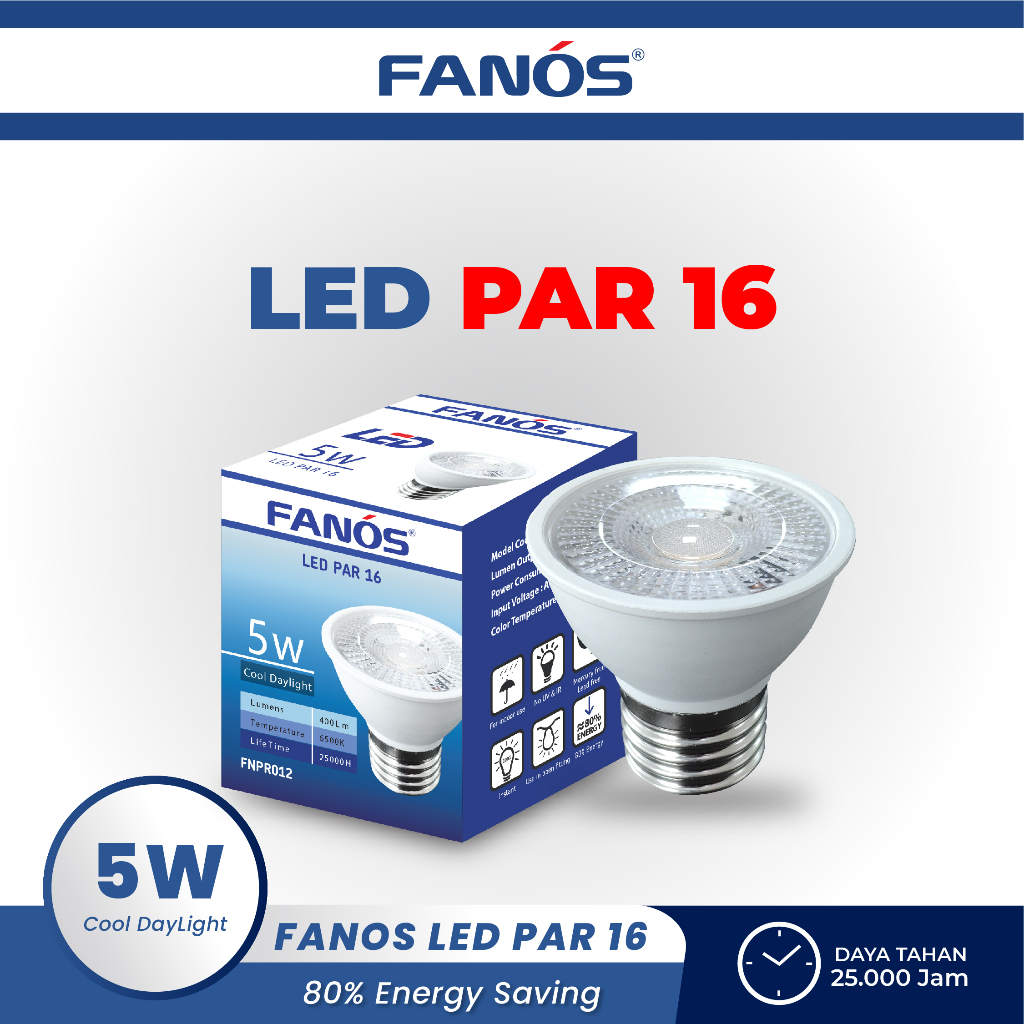 Jual FANOS Lampu Led Spot Light PAR 16 E27 5 WATT | Shopee Indonesia