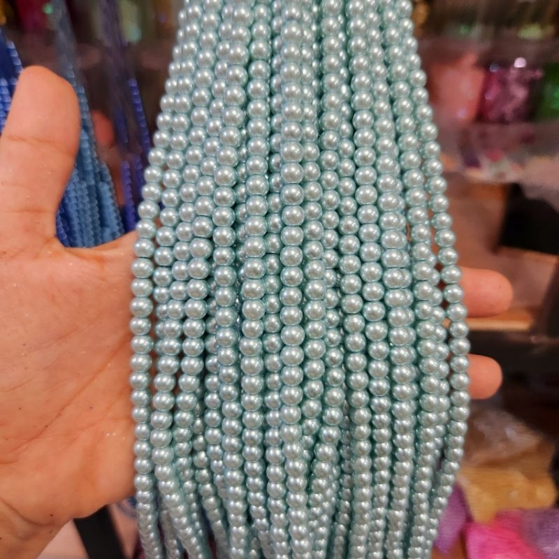 Jual MUTIARA BERAT 4.mm seri BIRU MUTIARA SINTETIS BERAT mutiara jahit ...