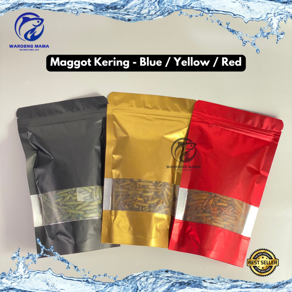 Jual Maggot kering BSF RED BLUE YELLOW 50 gram grade A++ maggot kering ...