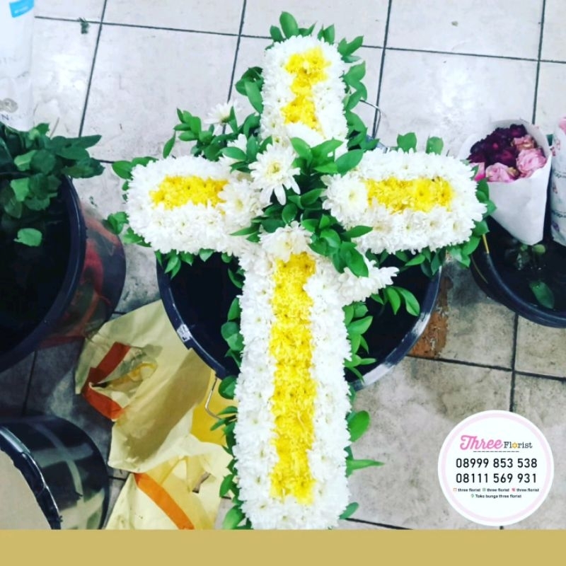 Jual bunga salib / karangan bunga salib duka cita / karangan bunga ...