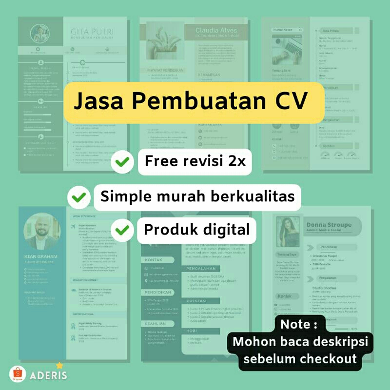 Jual Jasa Pembuatan CV Kreatif | Curriculum Vitae | Desain CV Kerja Magang Beasiswa | Shopee ...