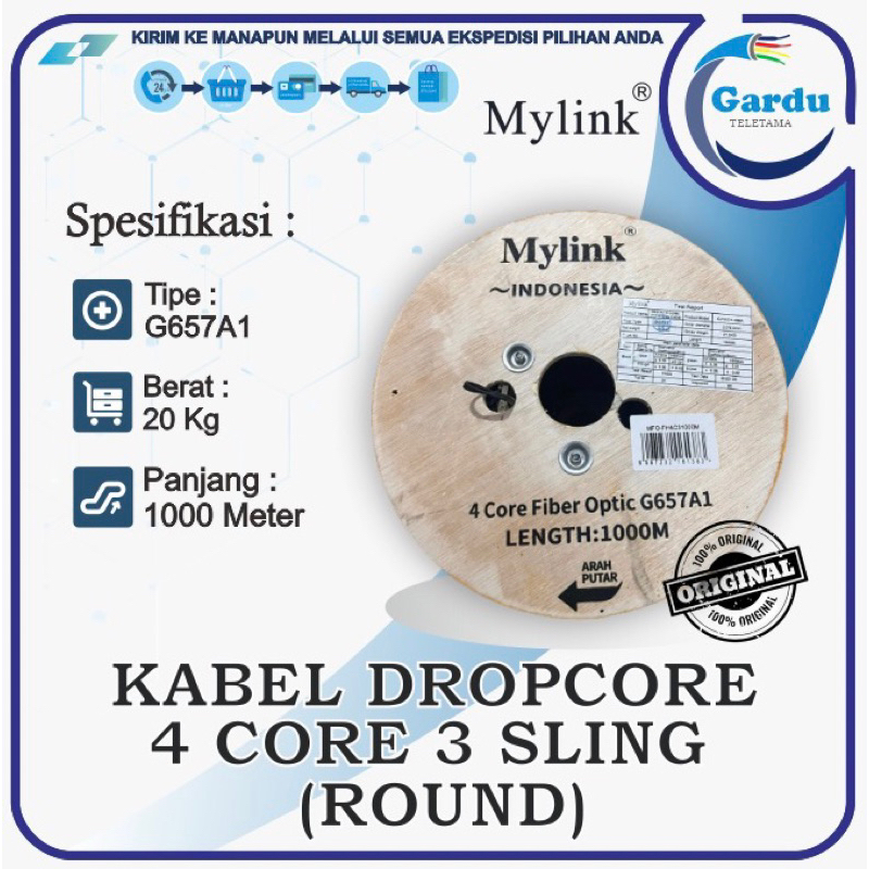 Jual Kabel FO Dropcore 4 Core 3 Sling Round Merk Mylink Panjang 1000M ...