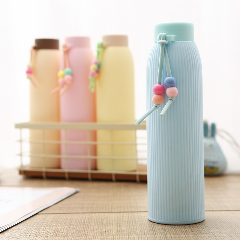 Jual Botol Minum Kaca Macaron Tali Karet Karakter Polos Tumbler Glass ...