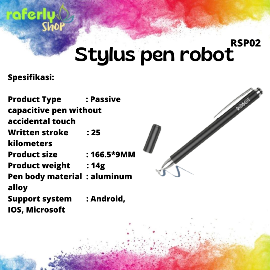 Jual ROBOT RSP02 Universal Capasitive Stylus Pen Black For Mobile dan ...