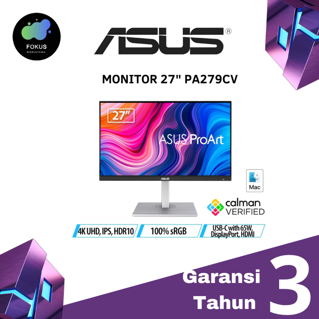 Jual Monitor LED Asus ProArt PA279CV 27" IPS 4K HDMI x2 DP USB-C ...