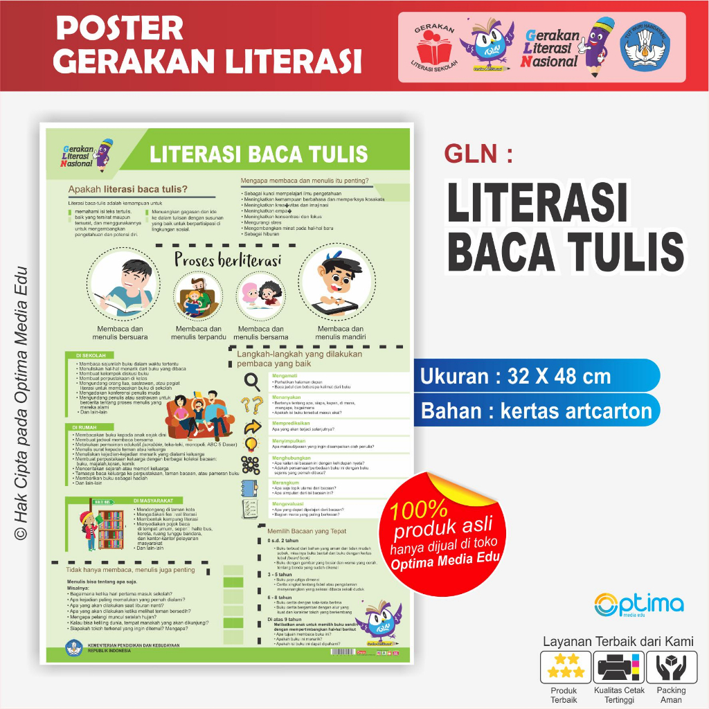 Jual Poster Gerakan Literasi Sekolah / Nasional GLS/GLN, SD, SMP, SMA ...