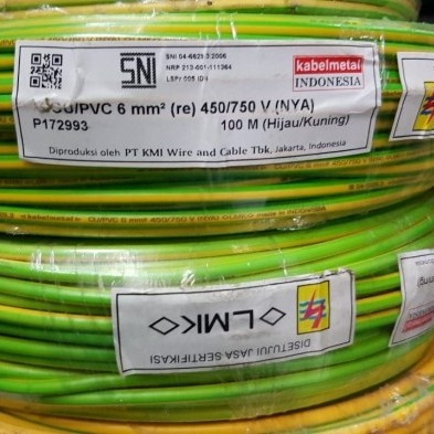 Jual Kabel Grounding Tunggal NYA 6mm METAL/KABELINDO @100 Meter NYA ...