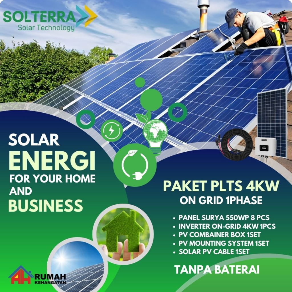 Jual Paket PLTS 4000 Watt ON-GRID 1PHASE Solterra/ Paket PLTS 4KW ...
