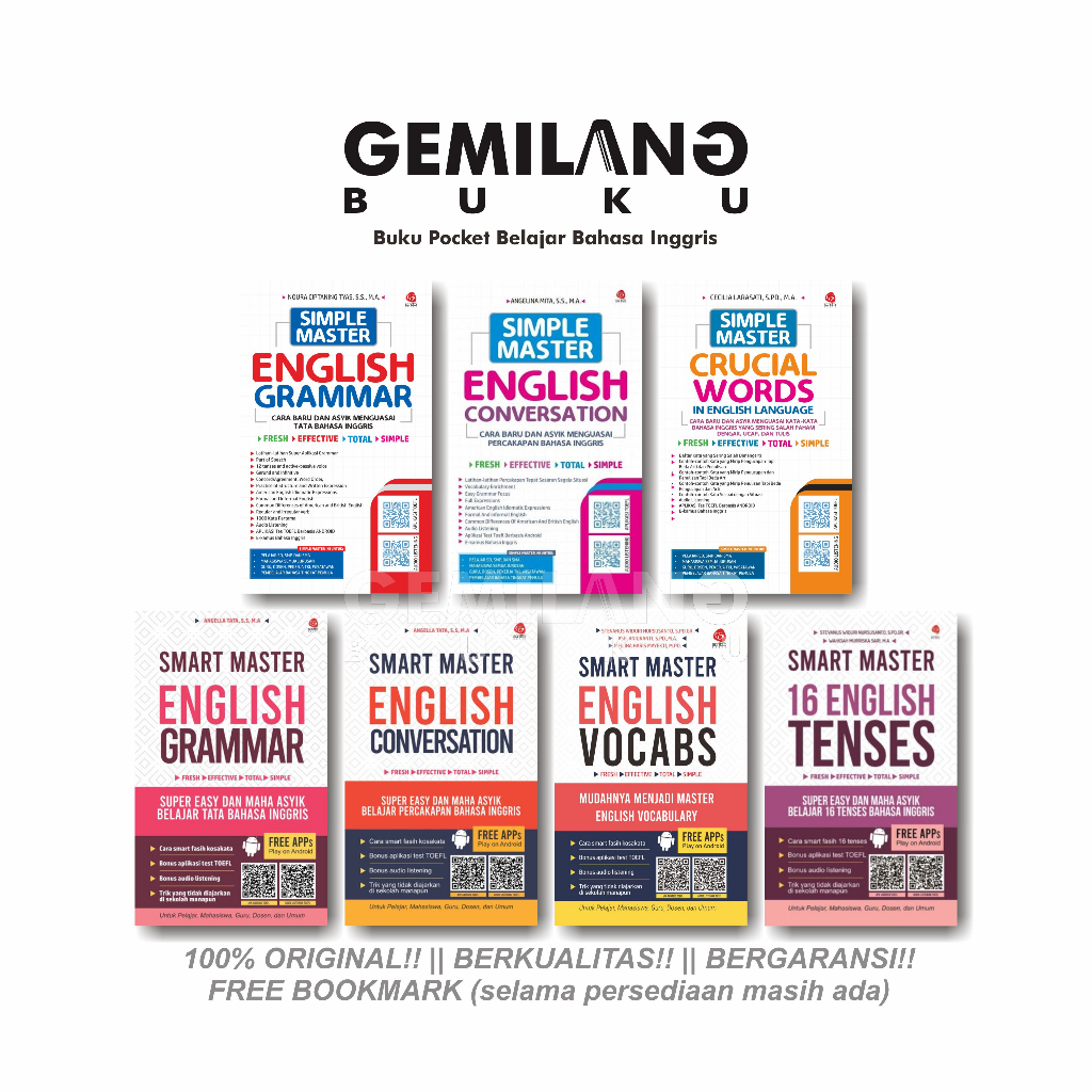Jual Paket Super Simple Smart Master English: Grammar, Conversation, Crucial Words, Vocabs,16 ...