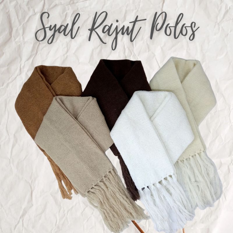 Jual Syal Rajut Dewasa Scraf Umroh Haji Polos Syal Leher Panjang ...