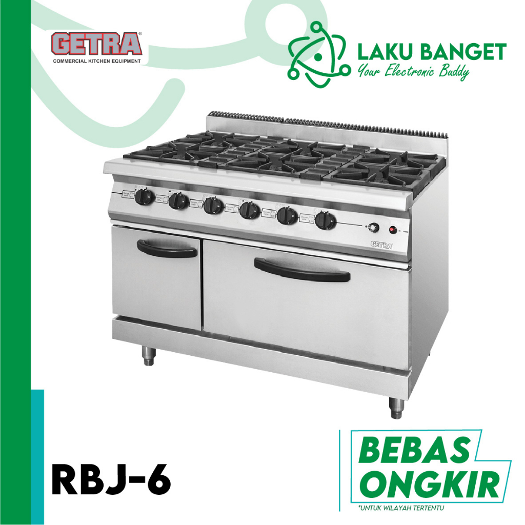 Jual Getra Gas Open Burner with Oven RBJ 6 / Kompor Gas 6 Tungku dengan ...