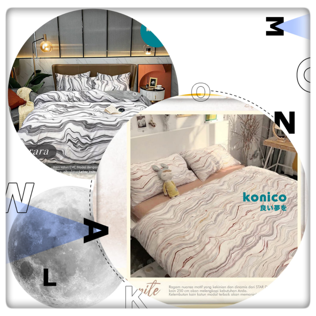Jual KONICO kain Katun sprei Meteran Motif MINIMALIS GRANITE Tabur Star Esra GROW Catra ELBHE ...