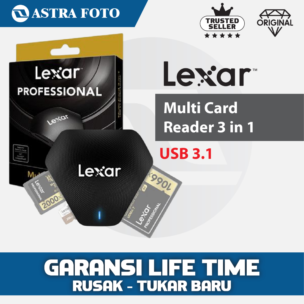 Jual Lexar USB 3.1 Card Reader 3 in 1 Professional Card Reader Multi ...