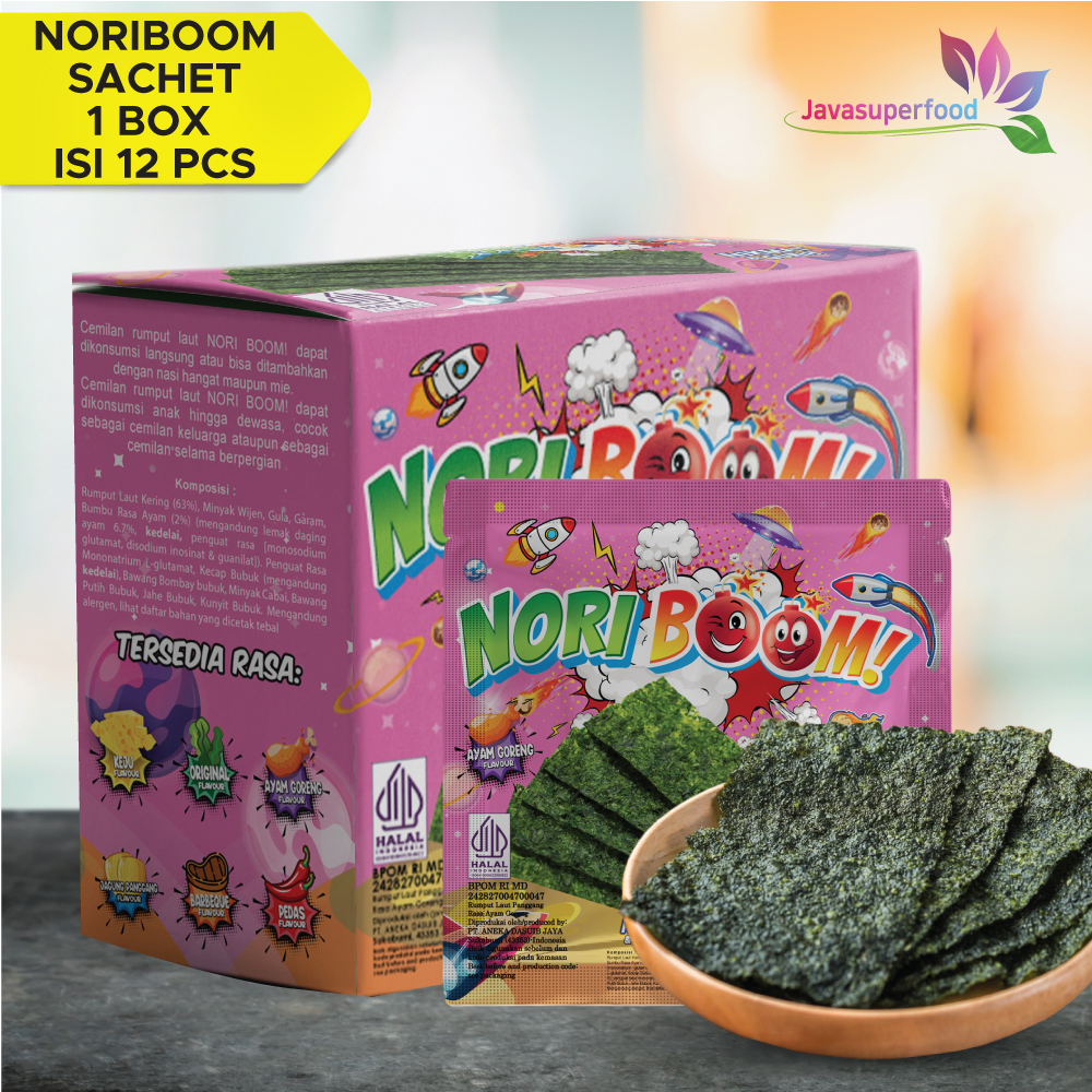 Jual NoriBoom (1 BOX ISI 12 PCS) / Nori Sachet Seaweed Snack 3g Rumput ...