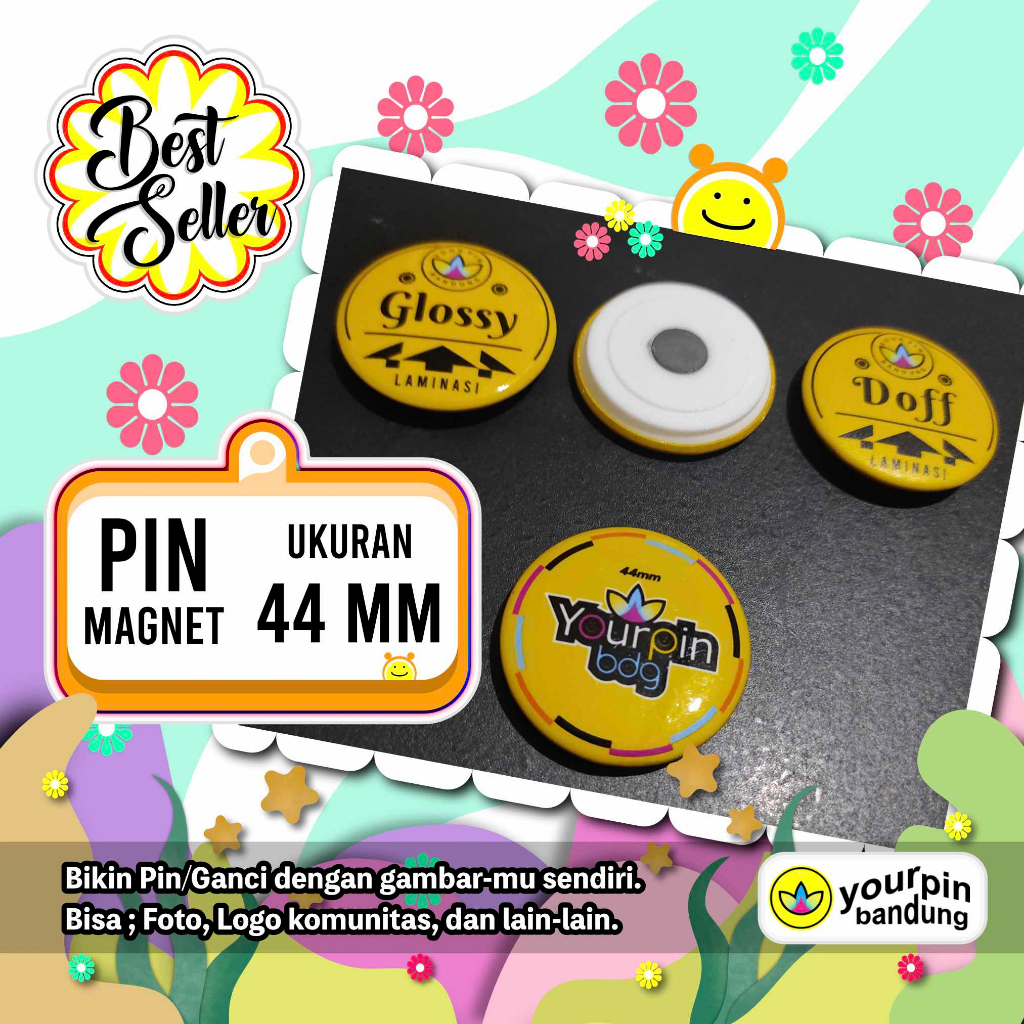 Jual Pin Magnet 44mm, Tempelan Kulkas bisa Custom tanpa minimal order ...