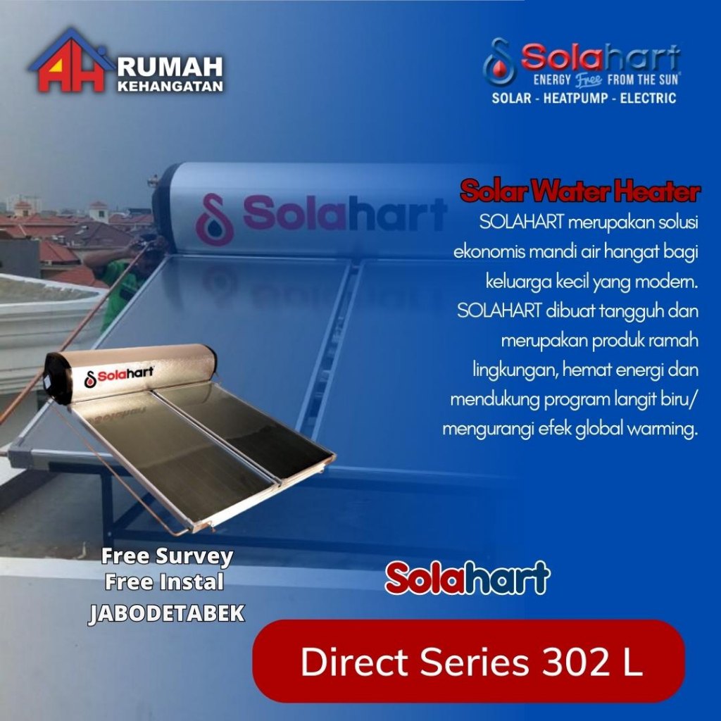 Jual Solar water heater solahart 302L/ pemanas air tenaga surya 302 L ...