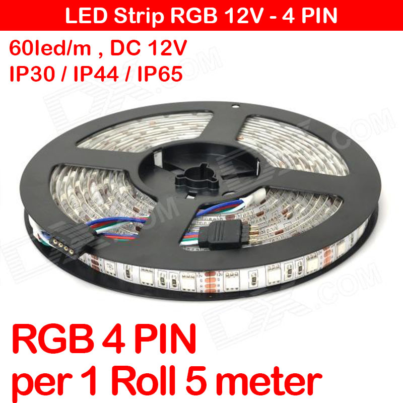 Jual 1 Roll 5 meter IP44 LED Strip RGB 5050 12V waterproof 4pin 4 pin ...