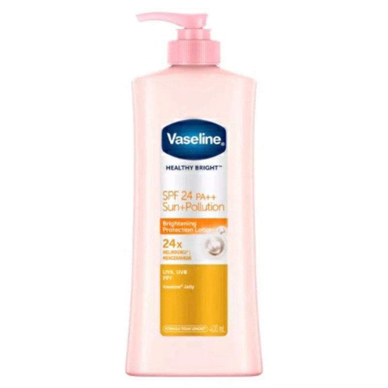 Jual Vaseline Healthy Bright Body Lotion Sun+Pollution Protection SPF 24 PA++ 400 ml | Shopee ...