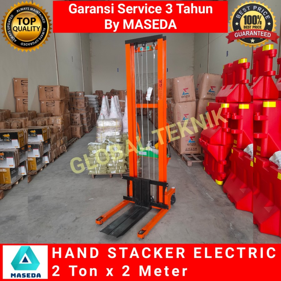 Jual Electric Hand Stacker Hand Lift Elektrik Hand Forklift 2 Ton x 2 ...