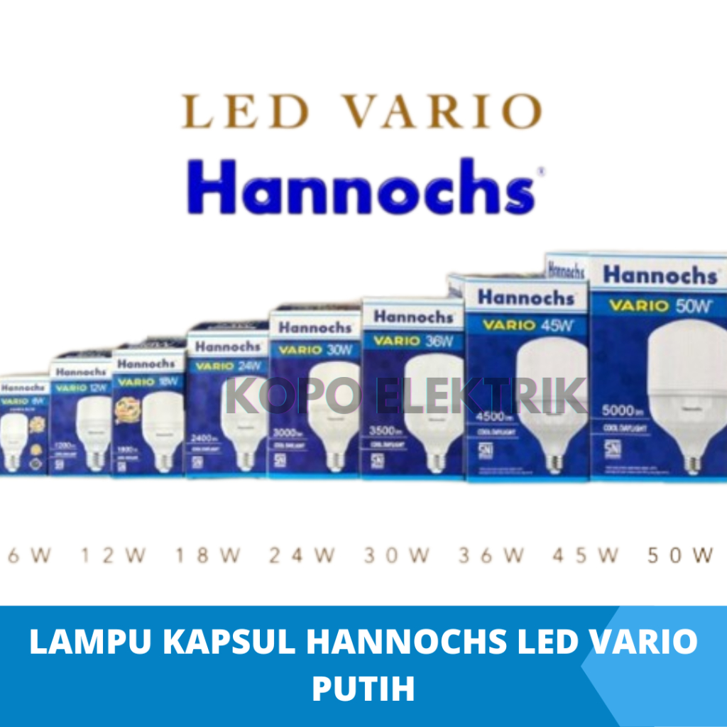 Jual Lampu Kapsul Hannochs Led Vario 6W 12W 18W 22W 30W 32W 36W 45W 50w Putih | Shopee Indonesia
