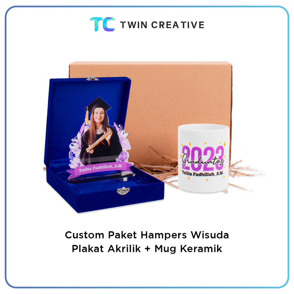 Jual Custom Paket Hampers Wisuda Plakat Akrilik + Mug Keramik Piagam ...