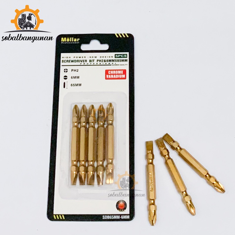 Jual Mata Obeng Angin MOLLAR Plus Minus PH2x6x65mm / Mata Bor Obeng ...