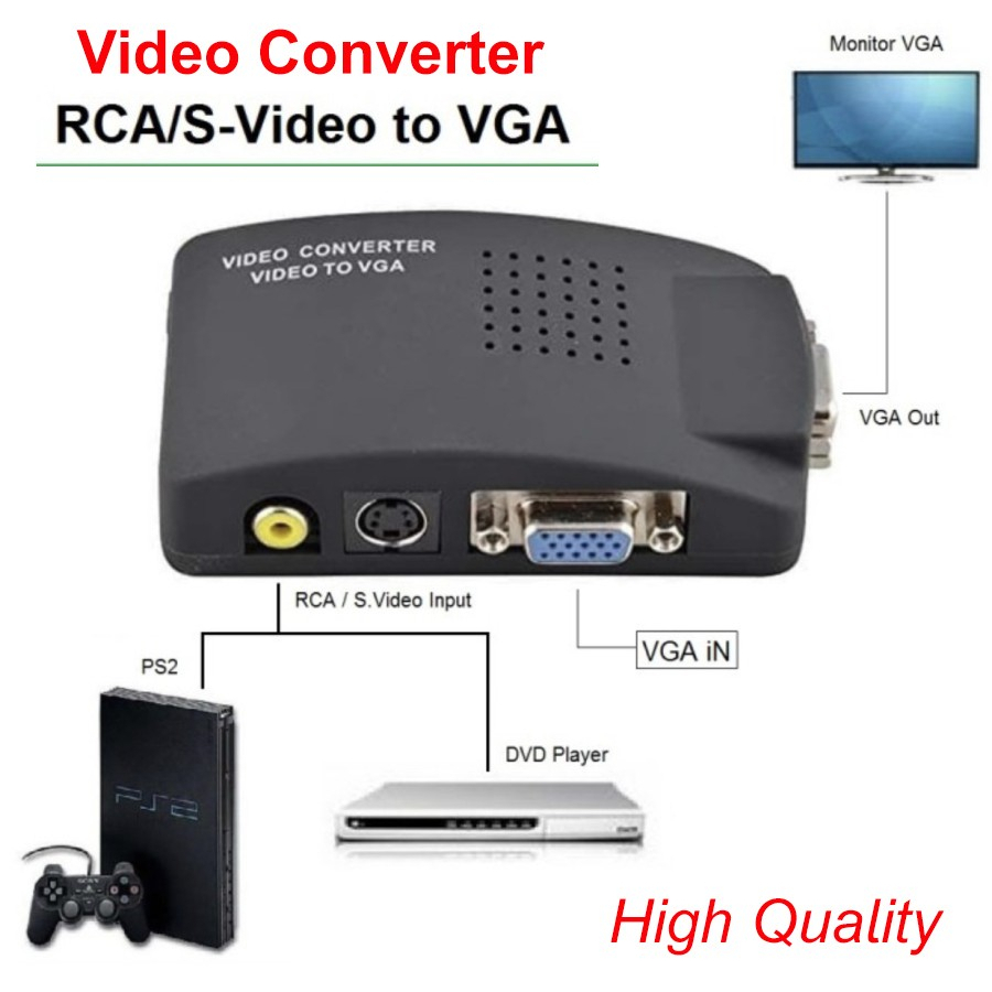 Jual RCA to VGA / AV to VGA Converter + ADAPTER | Shopee Indonesia