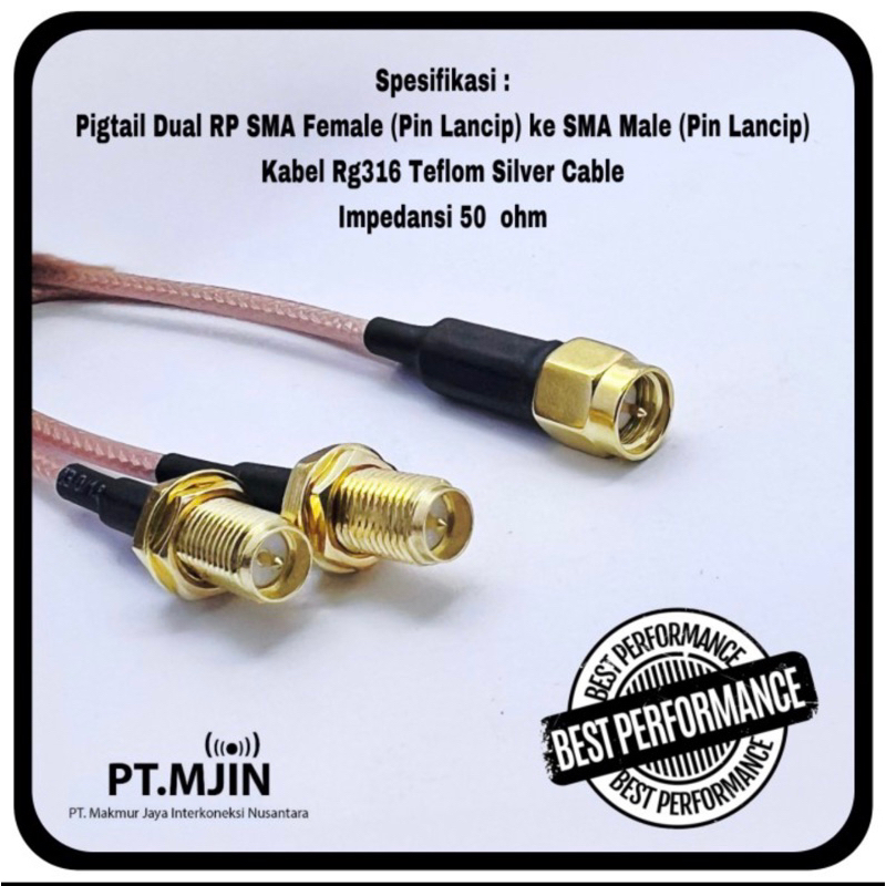 Jual Kabel Pigtail Rg316 Dual RP SMA female ke SMA male Panjang Kabel ...