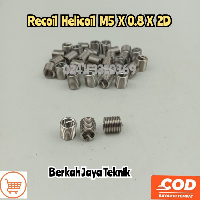 Jual 10Pcs Recoil helicoil recoil M5x0.8 2D alat verbosh reparasi baut ...