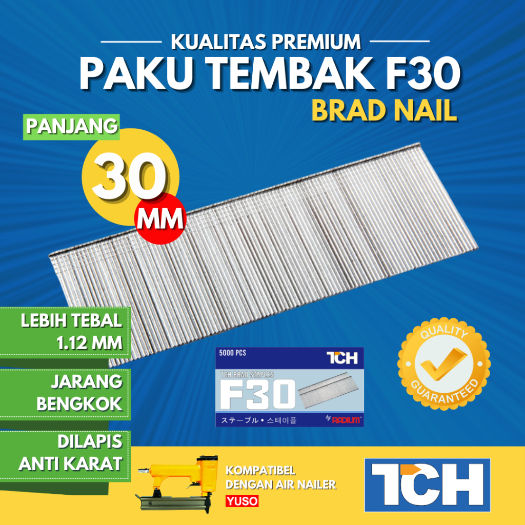 Jual Isi Paku Tembak F30 TCH Brad Finish Nail Air Nailer Refill Staples ...