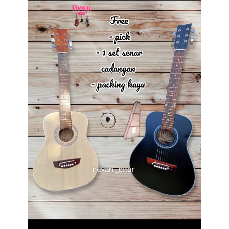Jual COD GITAR AKUSTIK 3/4 PEMULA TERMURAH CUSTOM (BONUS PACKING KAYU ...