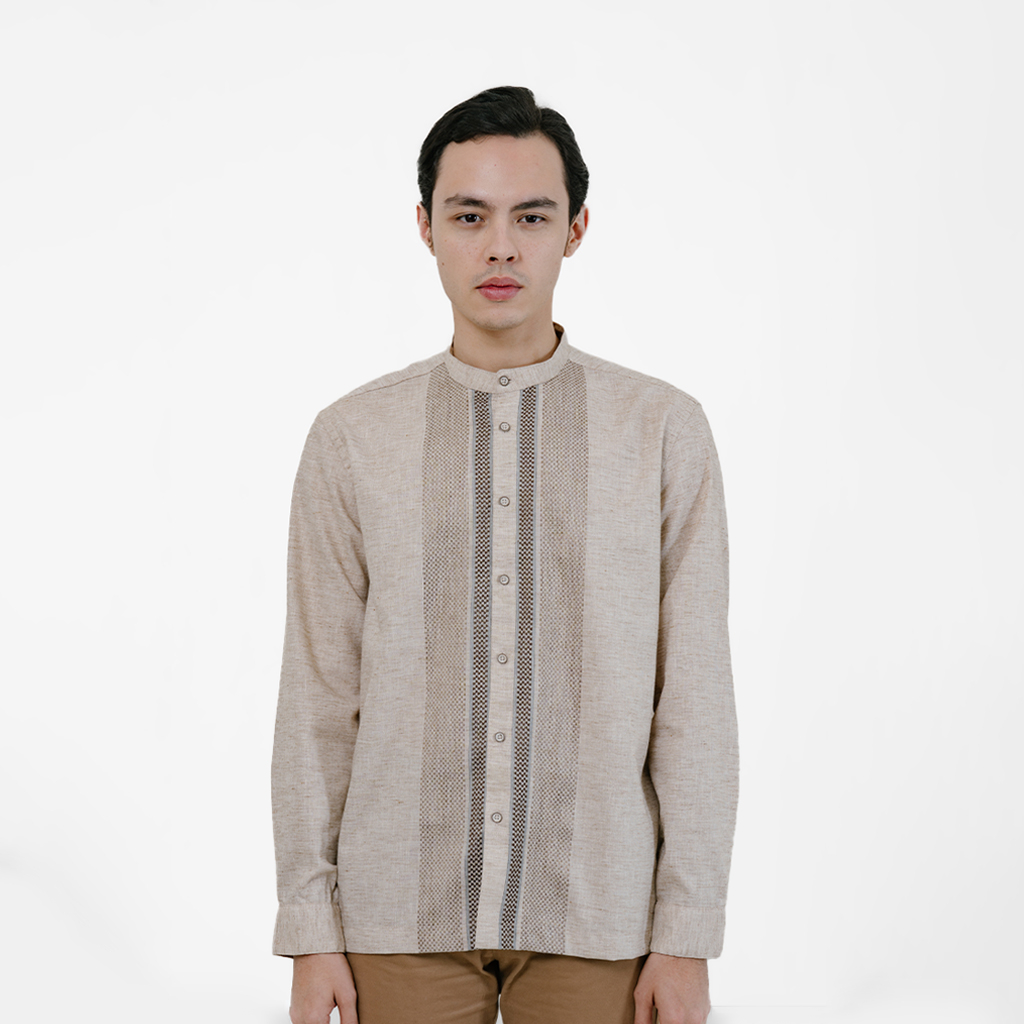 Jual EDWIN JEANS - SIRAJ LIGHT BROWN Kemeja Koko Lengan Panjang Pria ...