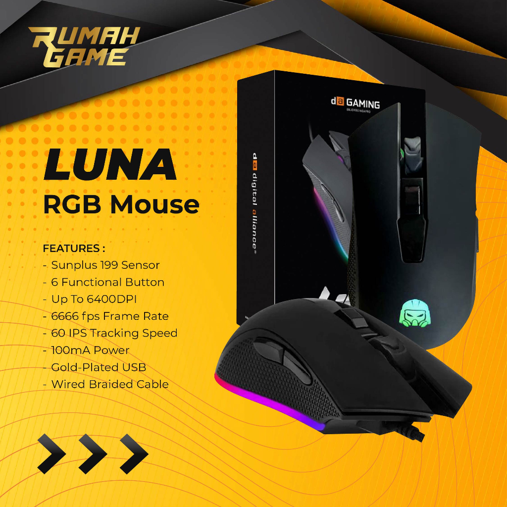 Jual DA Digital Alliance Luna Gaming Mouse RGB - Mouse Gaming DA RGB ...