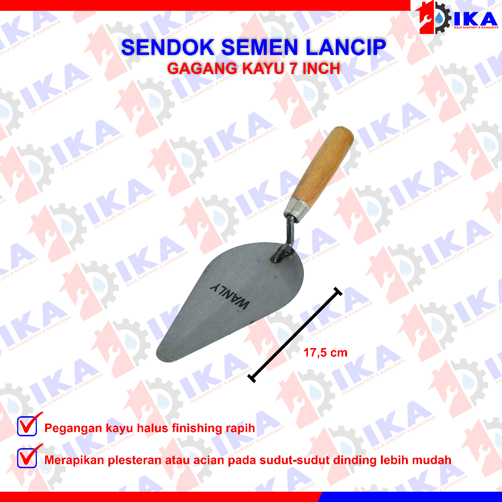 Jual Sendok Semen Gagang Kayu Bulat Lancip 6" 7" High Quality /Sendok ...