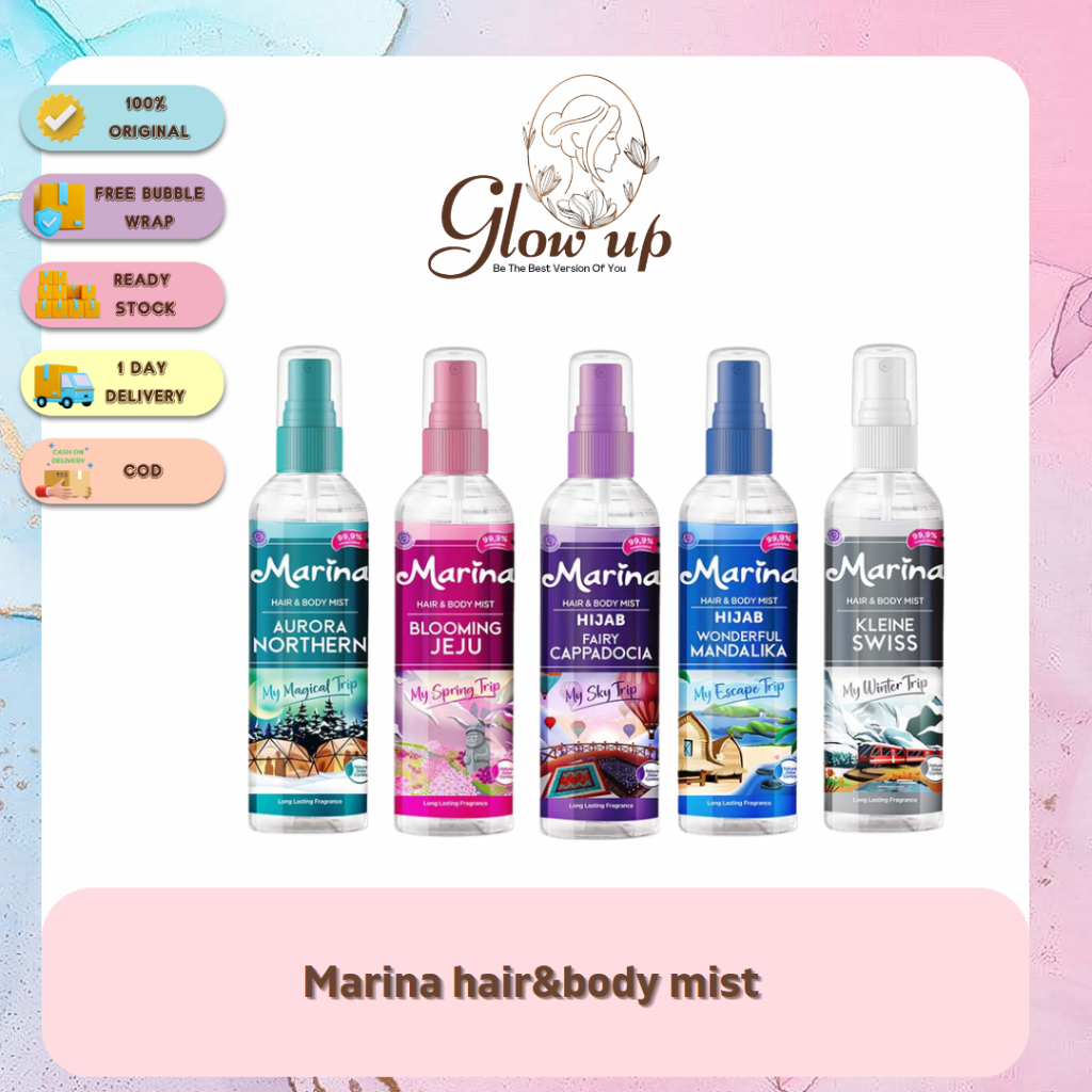 Jual GLOWUP Marina hair&body mist pink city,carribean Breeze, secret ...