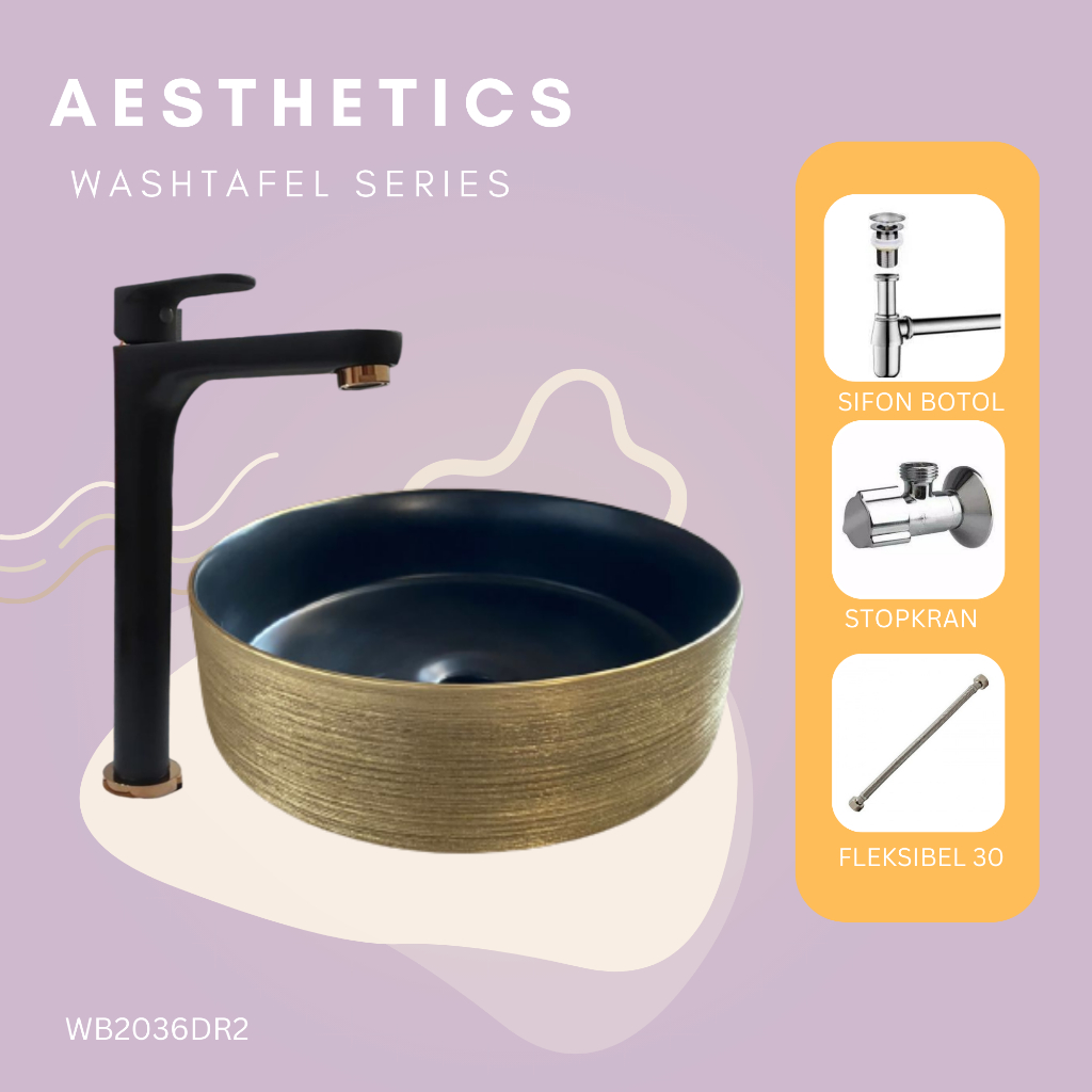 Jual Wastafel GOLD Bulat Meja Aesthetic / Washtafel Jayco + Keran Kran ...