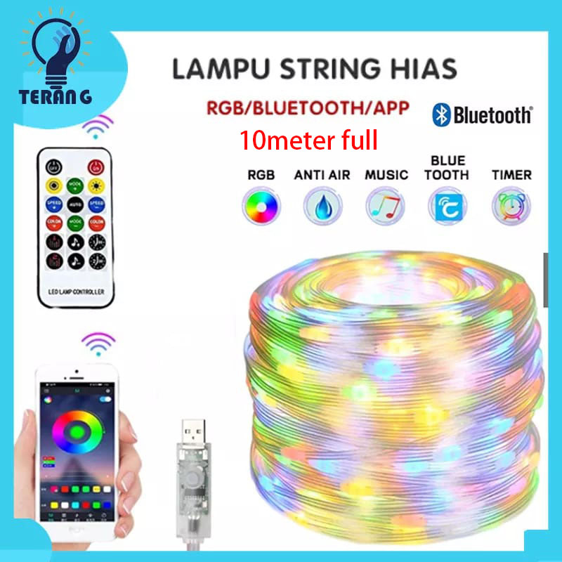 Jual Lampu led string running rgb 10 meter 5v sensor suara remote dan ...