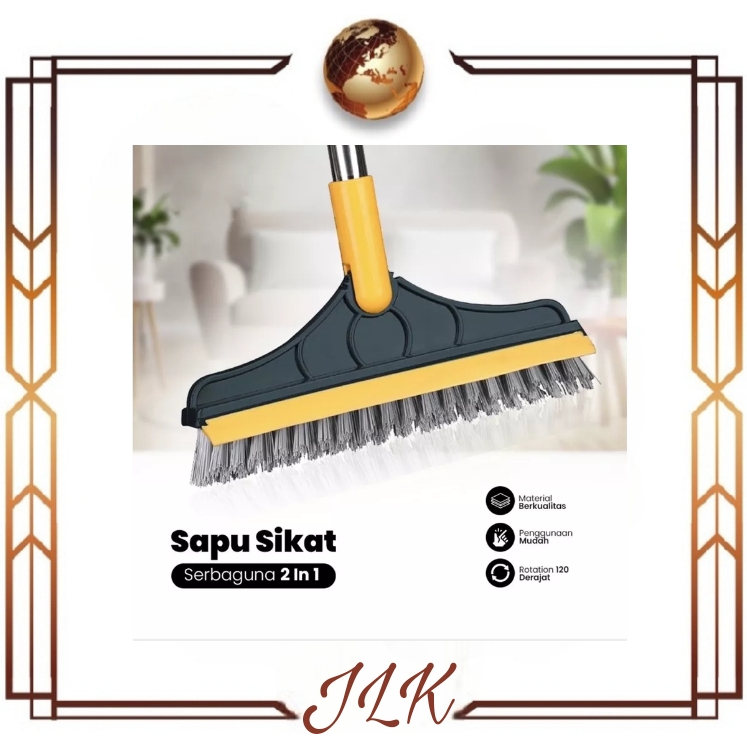 Jual (JLK) Sikat Sapu Lancip Pembersih Lantai 2 IN 1 - Sikat Mutifungsi Gagang Panjang Stainless ...