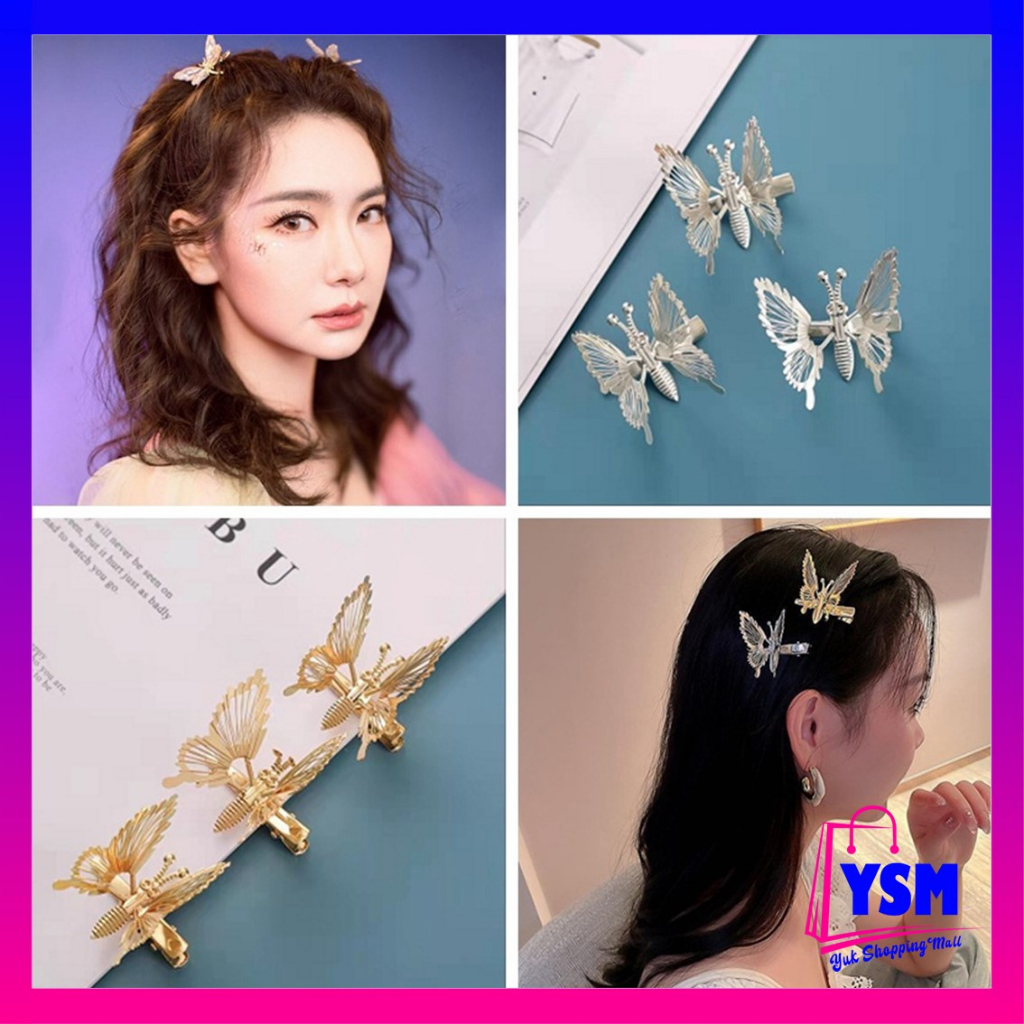 Jual YSM JEPIT RAMBUT MOTIF KUPU-KUPU GOLD SILVER JEPIT KLIP RAMBUT ...
