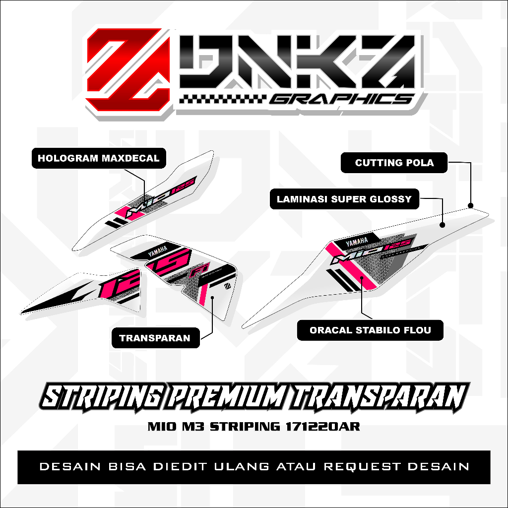 Jual Stiker Mio M3 Transparan Flou Striping Standar Mio M3 Mio Z ...