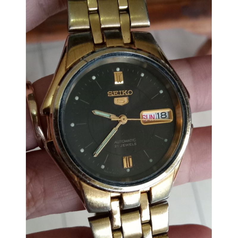 Jual Seiko5 Automatic cal 7s26-01T0 Gold Black Dial | Shopee Indonesia