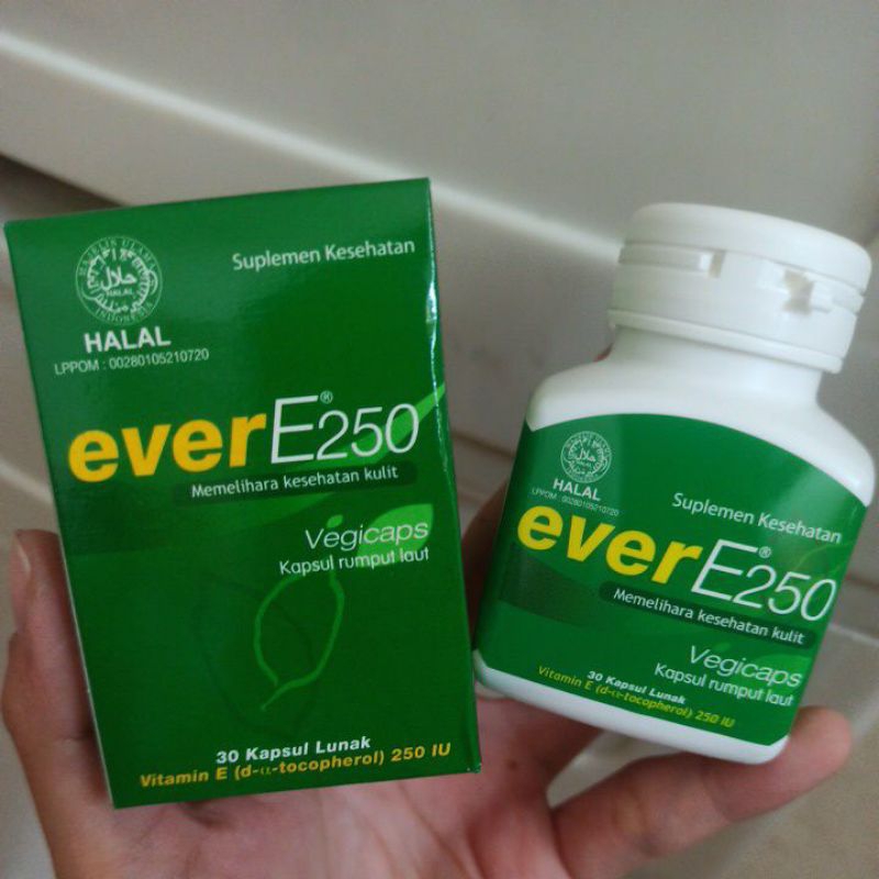 Jual Ever E 250 Ever E250 Vitamin E 30 kapsul lunak rumput laut antioksidan Vegetarian | Shopee ...