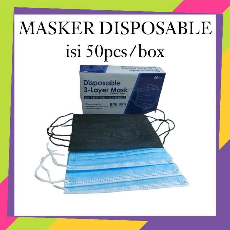Jual Masker / Masker 3ply / Masker Disposable1 BOX 1si 50pcs | Shopee ...