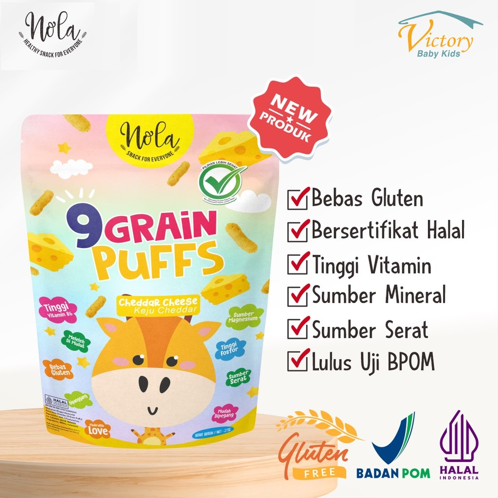 Jual Nola 9 Grain Puffs Cheddar Cheese (Rasa Keju Cheddar) 25 Gram ...