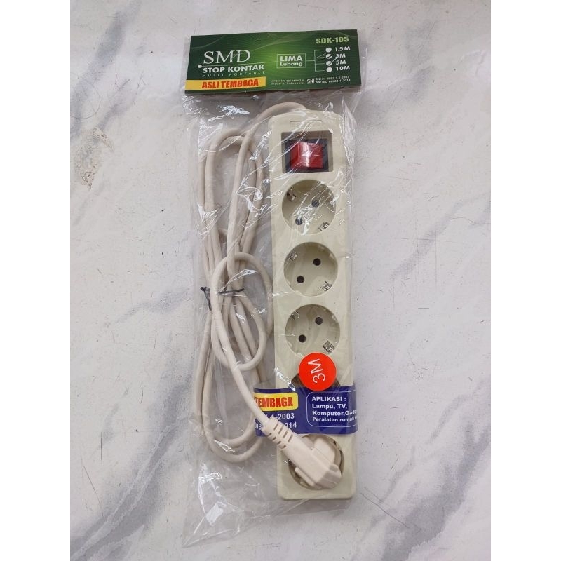 Jual terminal colokan 3 meter colokan listrik 5 lubang 3M stop kontak | Shopee Indonesia