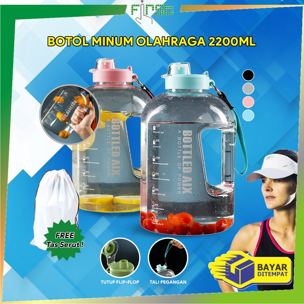Jual FH-C470 Botol Minum Transparan 2200ML Tumblr Botol Gym Bottle / Tempat Botol Minum Olahraga ...