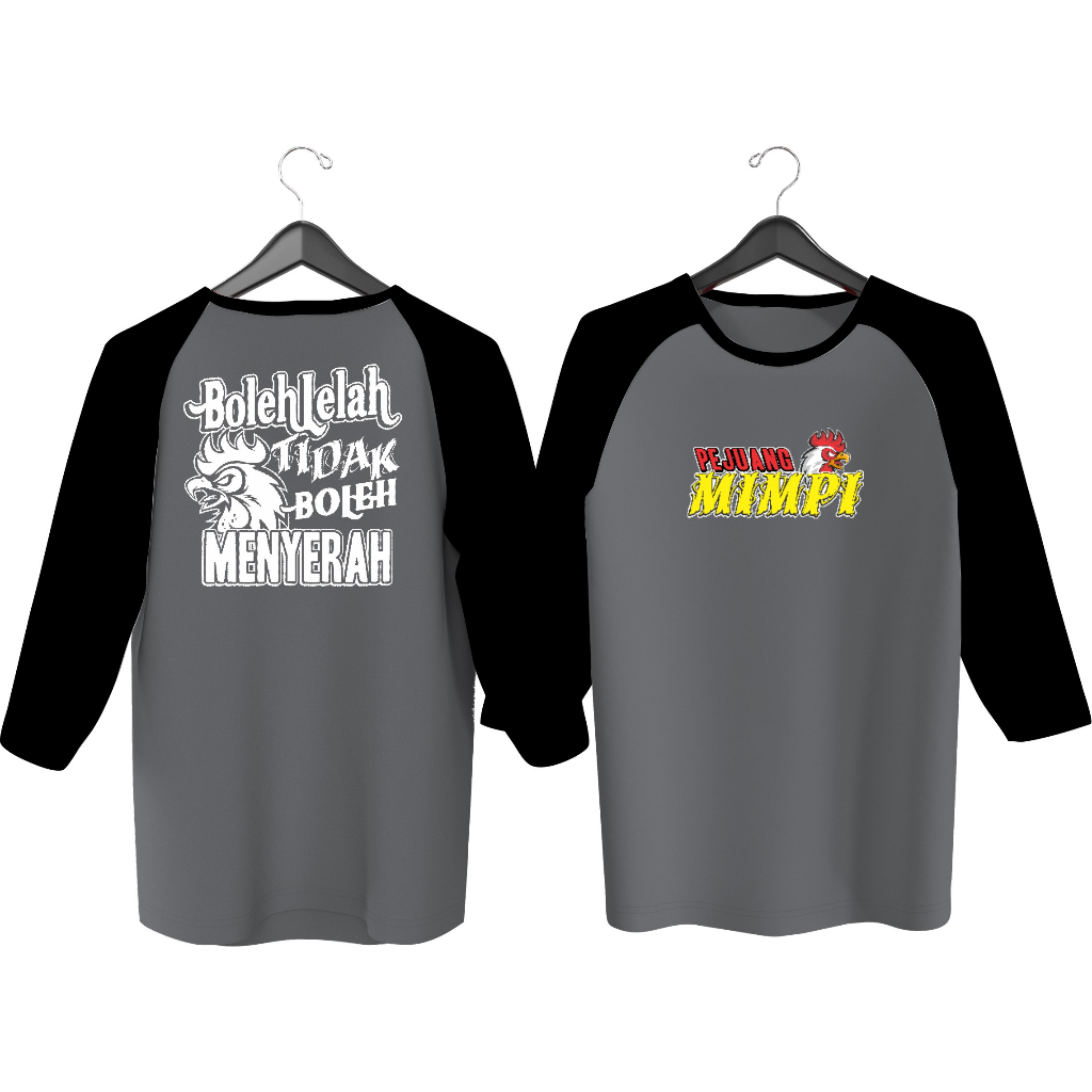Jual KAOS RAGLAN PRIA PEJUANG MIMPI M81 3/4 BLKNG DTF\ KAOS RAGLAN PRIA LENGAN 3\4, ATASAN PRIA ...