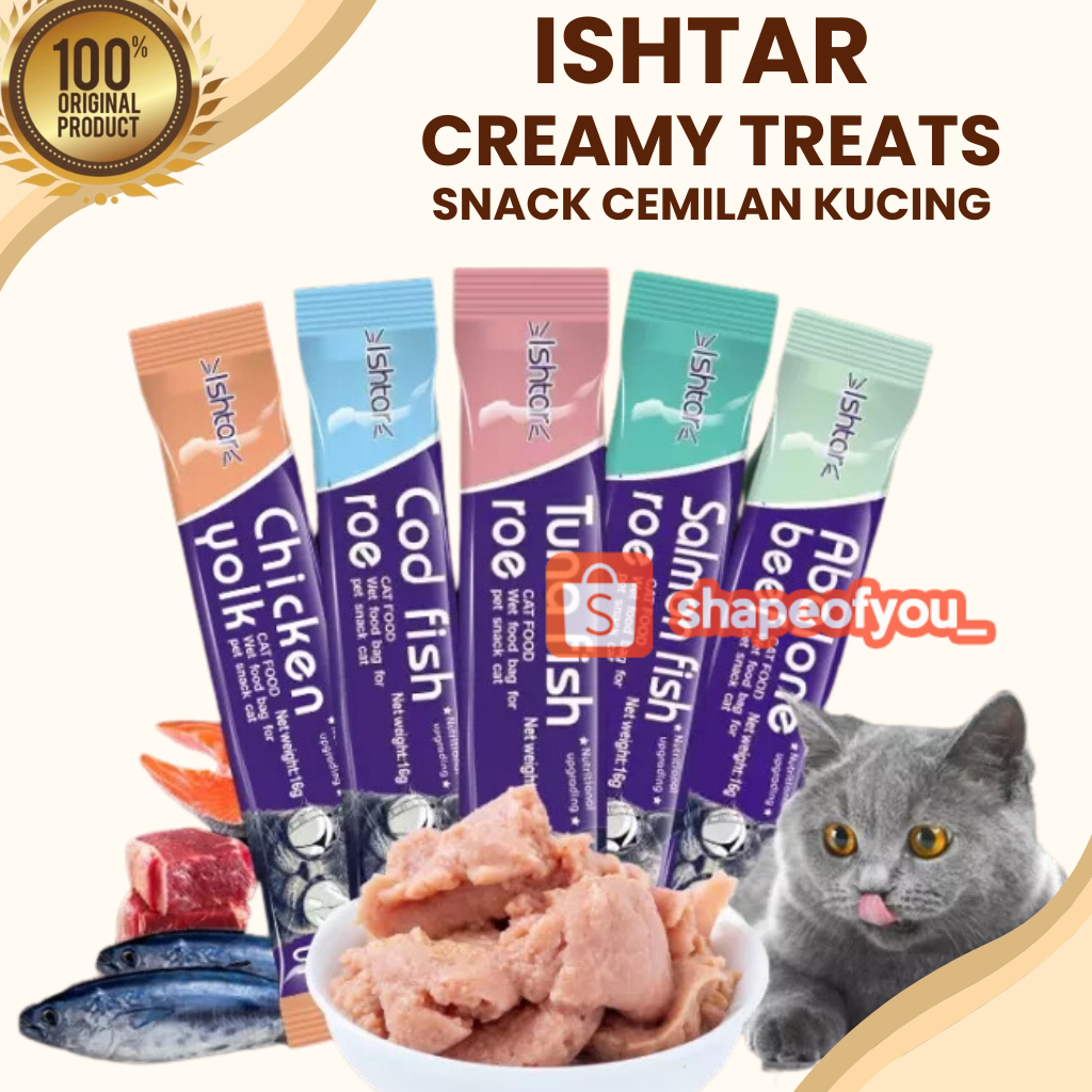 Jual Ishtar Creamy Treats Wet Food Snack Cat Strip Makanan Basah Kucing ...